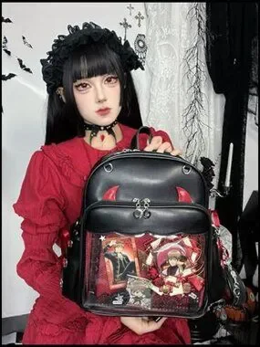 Bags | Gothic Ita Backpack With Pin Display Window Cosplay Multipurpose ...